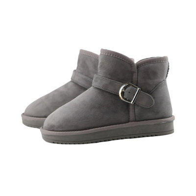 Women Classic Warm Fur Boots Fashion Flat Heels  Solid Pattern