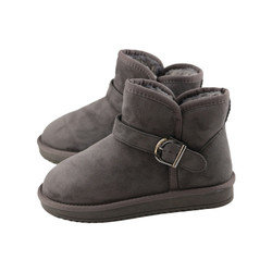 Women Classic Warm Fur Boots Fashion Flat Heels  Solid Pattern