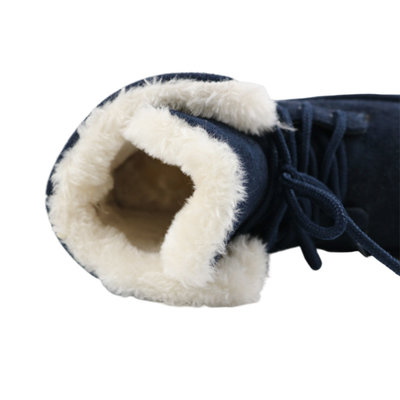 Children Flat Heel Snow Boots With Front Drawstring Winter Fluffy  Snow Boots