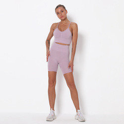 New fashion women seamless yoga leggings collocation sports bra 2-piece wholesale customization gym wear