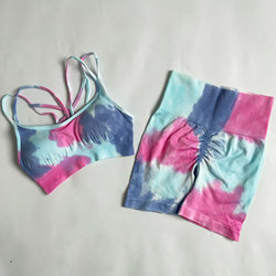 2022 new custom loungewear summer tie dye women sport bra and joggers leggings two-piece training Wear