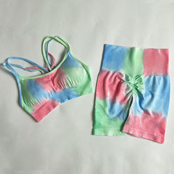 2022 new custom loungewear summer tie dye women sport bra and joggers leggings two-piece training Wear