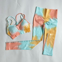 2022 new custom loungewear summer tie dye women sport bra and joggers leggings two-piece training Wear