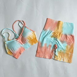 2022 new custom loungewear summer tie dye women sport bra and joggers leggings two-piece training Wear