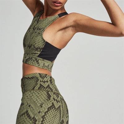 Summer hot selling fashion snake print breathable gym wear elastic tight high waist pants sports yoga suit women fitness