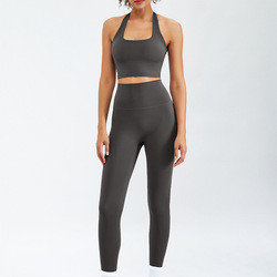 For Women Yoga tree-piece halter neck crop top and long sleeve jacket and Running Leggings High Quality Women's sportswear