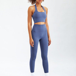 For Women Yoga tree-piece halter neck crop top and long sleeve jacket and Running Leggings High Quality Women's sportswear