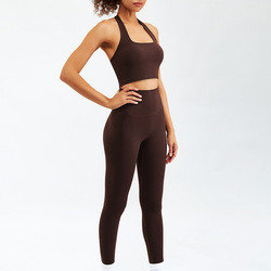 For Women Yoga tree-piece halter neck crop top and long sleeve jacket and Running Leggings High Quality Women's sportswear