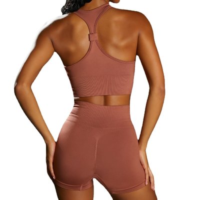 2022 Summer Sleeveless Lady 4 colors Customize Logo 2 Piece sports Set Crop top and ride pants yoga wear