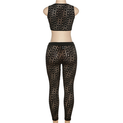 Wholesale Custom sexy Style Tight short vest Hole  Fitness two-piece Outfit  women Sport Yoga Training Wear