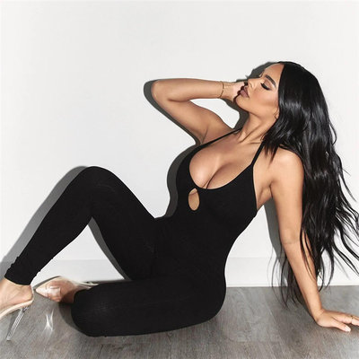 Summer new solid color hollow slim fit sleeveless sportswear high waist Gym Fitness Sets hip lift sexy jumpsuit women bodysuit