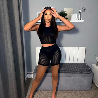 2022 new design Gym Fitness Workout Seamless Sports vest and short Leggings two-piece Yoga Set Sport Wear Training Wear