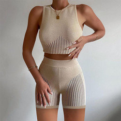 2022 new design Gym Fitness Workout Seamless Sports vest and short Leggings two-piece Yoga Set Sport Wear Training Wear
