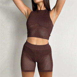 2022 new design Gym Fitness Workout Seamless Sports vest and short Leggings two-piece Yoga Set Sport Wear Training Wear