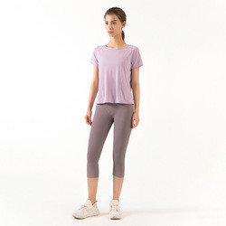 2021 summer European and American style new women's two-piece yoga suit sports loose tops breathable Hip lift fitness pants