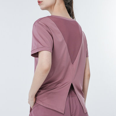 2021 new ladies net yarn stitching sportswear loose comfortable breathable and quick-drying running sports yoga top