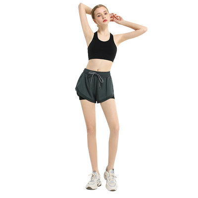 2021 new summer women's fashion pants breathable and quick-drying  stretch slim fitness yoga shorts solid color casual pants