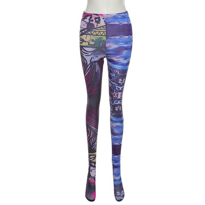 2021 summer women new fashion pants colorful printed high waist tight lift the hips casual sports pantyhose
