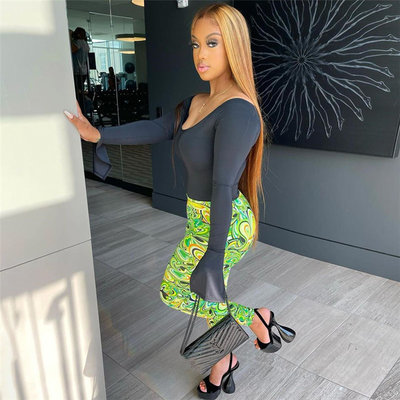 2021 summer fashion women's new digital printing quick-drying breathable pants tight-fitting hip sports fitness leggings
