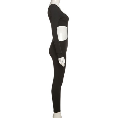New the autumn women long sleeve gym wear high waist and sexy butt filt hollowed-out tight yoga set sport jumpsuits