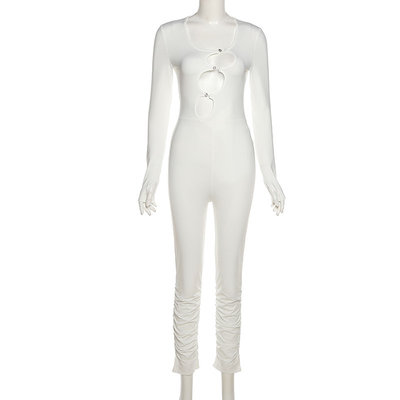 new the autumn women long sleeve gym wear high waist and sexy hollowed-out tight sportswear one piece casual jumpsuits