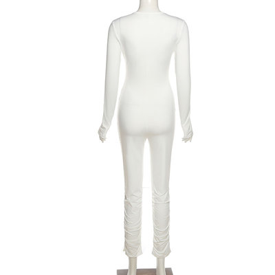 new the autumn women long sleeve gym wear high waist and sexy hollowed-out tight sportswear one piece casual jumpsuits