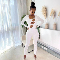 new the autumn women long sleeve gym wear high waist and sexy hollowed-out tight sportswear one piece casual jumpsuits