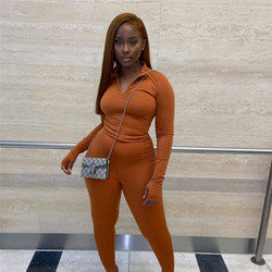 Autumn women's new  solid color long sleeve Crop Top sportswear high waist and butt lift long trousers ladies sports suit