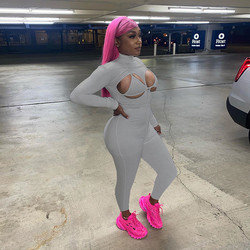 Hot Sell Long Sleeve yoga set Hollow Out Bandage Streetwear Sexy fitness clothes Tight Jumpsuit yoga fitness wear