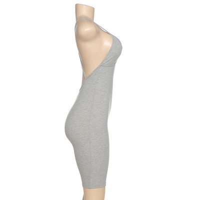 women strapless sports set skinny yoga set bodysuit solid color backless fitness clothing deep V-collar  jumpsuit