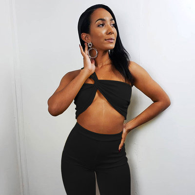 2021 summer new sexy one shoulder sportswear new design yoga black lightweight sports outfits women yoga set