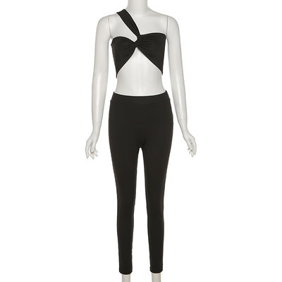 2021 summer new sexy one shoulder sportswear new design yoga black lightweight sports outfits women yoga set