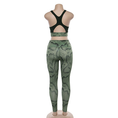 female printed snakeskin gym activewear sexy women fitness sportswear