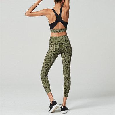 female printed snakeskin gym activewear sexy women fitness sportswear