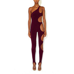 2021 new women's summer high waist self-cultivation hip-lifting yogawear oblique shoulders backless side hollow sexy jumpsuit