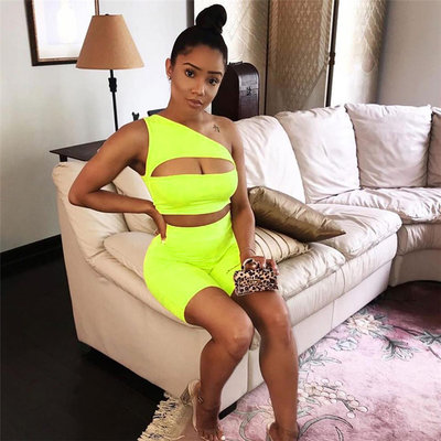 Women Active Wear Set High Quality Cheap Tracksuits Sexy Hollow Out One Shoulder Sportswear yoga fitness wear