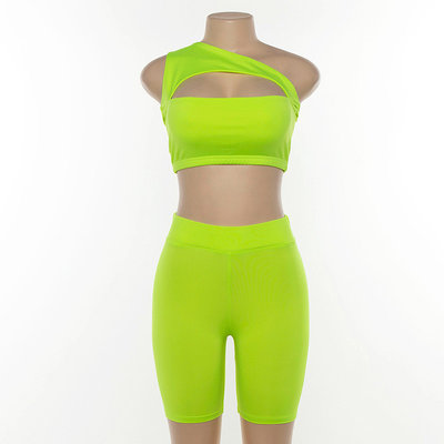 Women Active Wear Set High Quality Cheap Tracksuits Sexy Hollow Out One Shoulder Sportswear yoga fitness wear