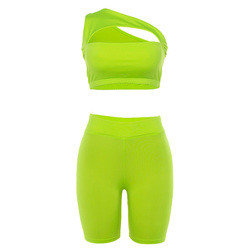 Women Active Wear Set High Quality Cheap Tracksuits Sexy Hollow Out One Shoulder Sportswear yoga fitness wear