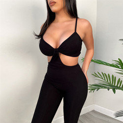 hot sell female sexy backless gym wear sleeveless hollow-out one piece yoga set tight casual jumpsuits yoga fitness wear