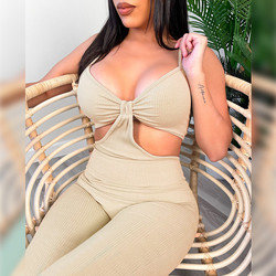 hot sell female sexy backless gym wear sleeveless hollow-out one piece yoga set tight casual jumpsuits yoga fitness wear