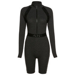 Women front Zipper One Piece Long Sleeve Bodycon ladies Jumpsuits Tight Stretch Jogging yoga Suit Yoga Fitness Wear