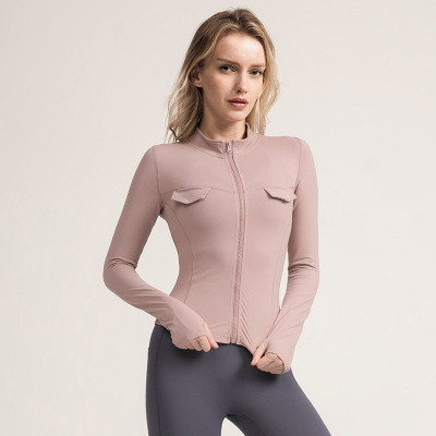 Custom Flexible Active Wear Women Long Sleeve sportswear Ladies Yoga Jackets Quick-drying fitness clothes Full Zip Yoga Coat