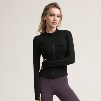 Custom Flexible Active Wear Women Long Sleeve sportswear Ladies Yoga Jackets Quick-drying fitness clothes Full Zip Yoga Coat