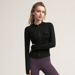 Custom Flexible Active Wear Women Long Sleeve sportswear Ladies Yoga Jackets Quick-drying fitness clothes Full Zip Yoga Coat