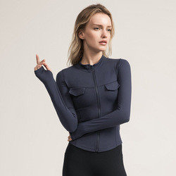 Custom Flexible Active Wear Women Long Sleeve sportswear Ladies Yoga Jackets Quick-drying fitness clothes Full Zip Yoga Coat