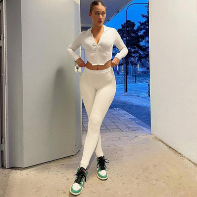 Hot sale Gym wear For Women Workout fitness clothes High Waist Sports set Yoga Long sleeve Crop Top Legging yoga Set