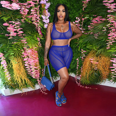 2021 summer women 2 Pieces sportswear Solid Color Sleeveless Tight gym wear High-Waist Short Tank Top sports Sets
