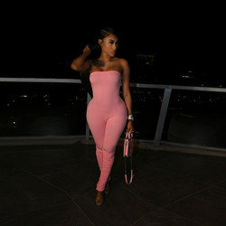 2021 summer solid color strapless low-cut skinny jumpsuit wholesale new design popular one piece yoga wear sexy streetwear