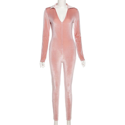 Wholesale Custom Women Yoga Set Velvet Lapel High Waist Tight Suit Ladies Casual Fitness Sports Jumpsuits