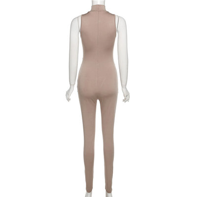 Women Workout Set Zipper Running Fitness wear Sexy sleeveless Sportswear Ladies stand collar Sports Jumpsuits